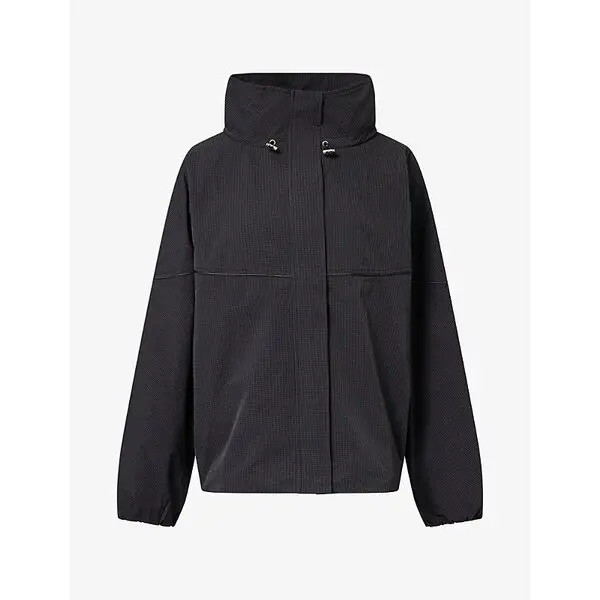 THE COUTURE CLUB Micro-check Funnel-neck Shell Jacket