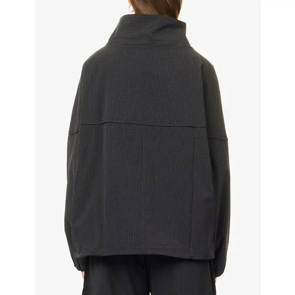 THE COUTURE CLUB Micro-check Funnel-neck Shell Jacket