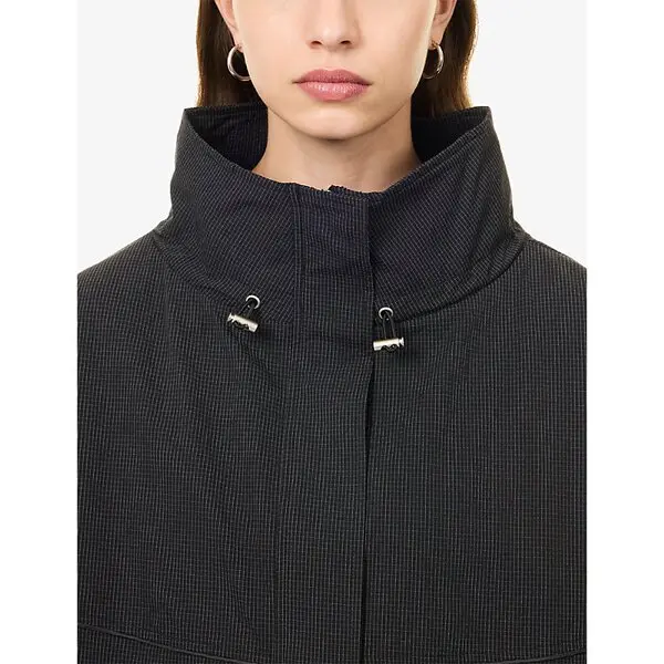 THE COUTURE CLUB Micro-check Funnel-neck Shell Jacket
