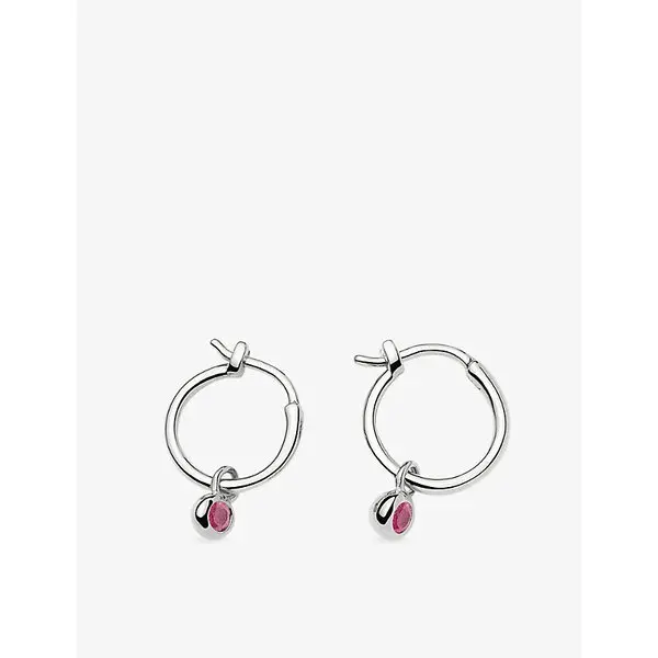 MISSOMA October Birthstone Mini Charm Plated Brass And Tourmaline Hoop Earrings - Silver