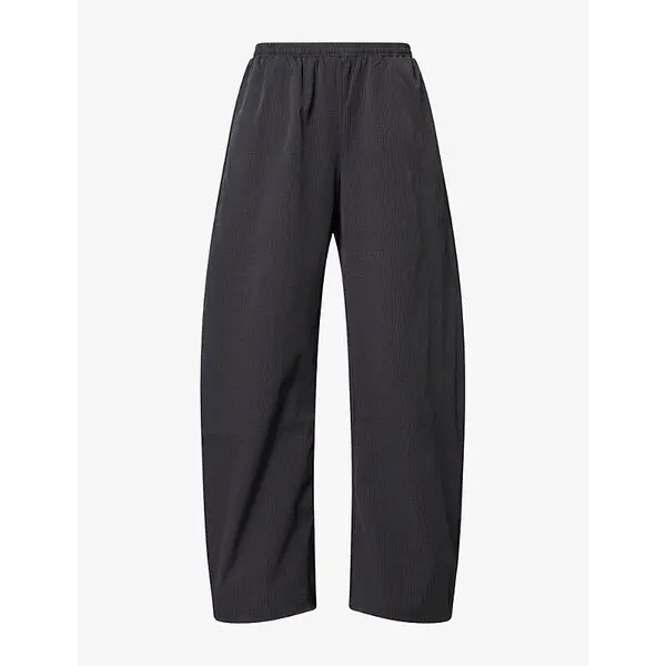 THE COUTURE CLUB Micro-check Drawstring-hem Shell Trousers
