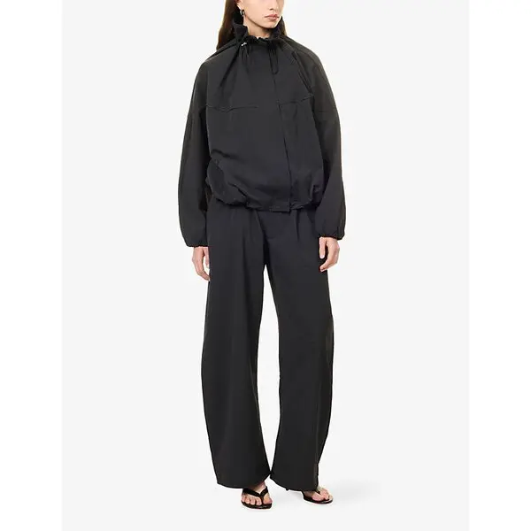 THE COUTURE CLUB Micro-check Drawstring-hem Shell Trousers