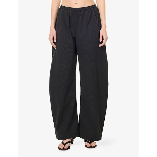 THE COUTURE CLUB Micro-check Drawstring-hem Shell Trousers
