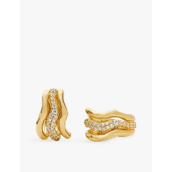 MISSOMA Molten Snow Triple Small 18ct Yellow Plated Brass And Cubic Zirconia Hoop Earrings - Gold
