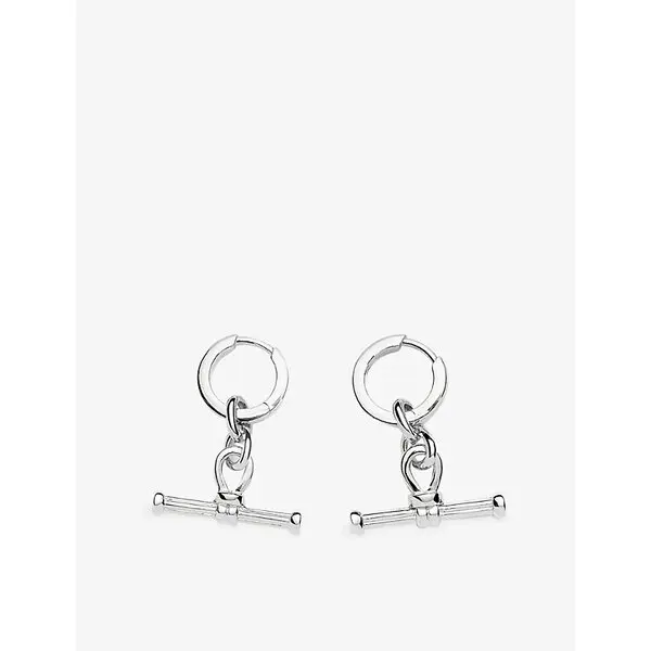 MISSOMA Ridge T-bar Plated Brass Drop Huggies - Silver