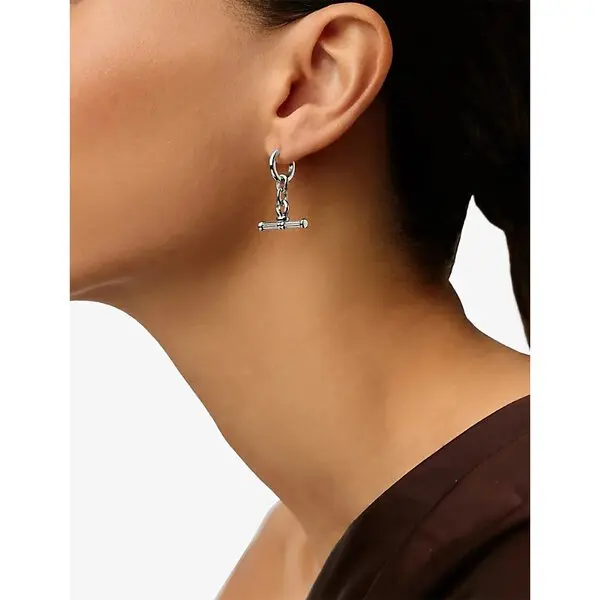 MISSOMA Ridge T-bar Plated Brass Drop Huggies