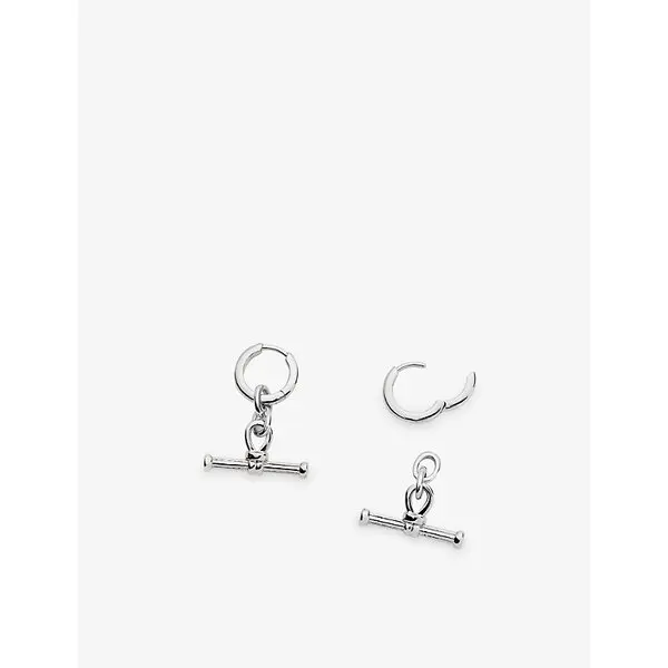 MISSOMA Ridge T-bar Plated Brass Drop Huggies