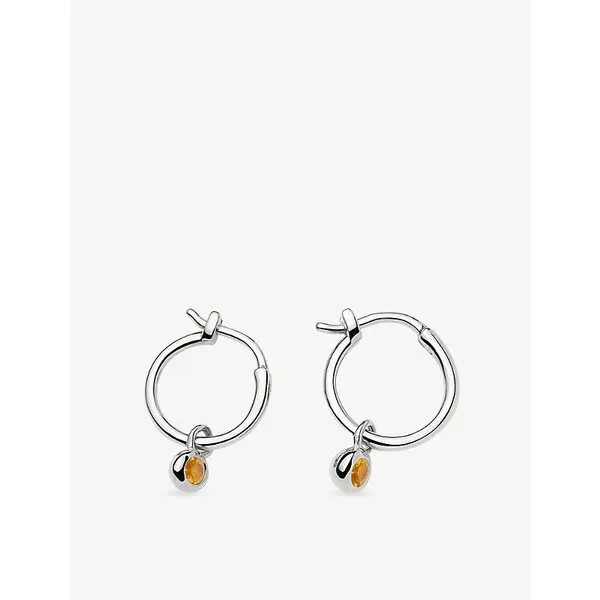 MISSOMA November Birthstone Mini Charm Plated Brass And Citrine Hoop Earrings - Silver