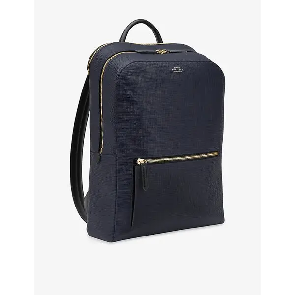 Smythson Panama Branded Leather Backpack