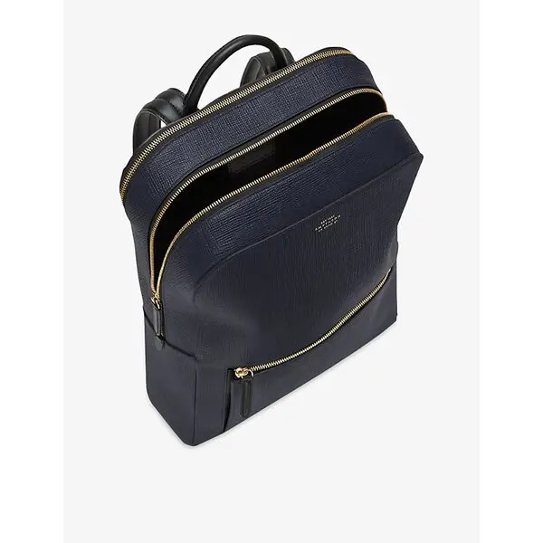 Smythson Panama Branded Leather Backpack