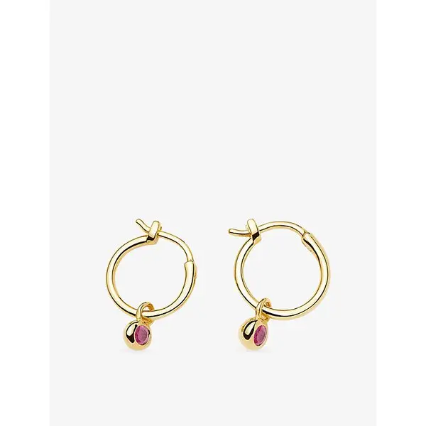 MISSOMA October Birthstone Mini Charm 18ct Yellow Plated Brass And Tourmaline Hoop Earrings - Gold