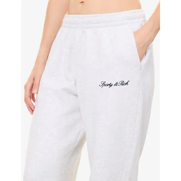 Sporty & Rich Logo-embroidered Cotton Jogging Bottoms