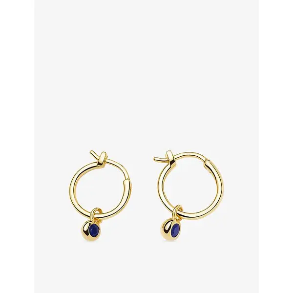 MISSOMA September Birthstone Mini Charm 18ct Yellow Plated Brass And Lapis Hoop Earrings - Gold