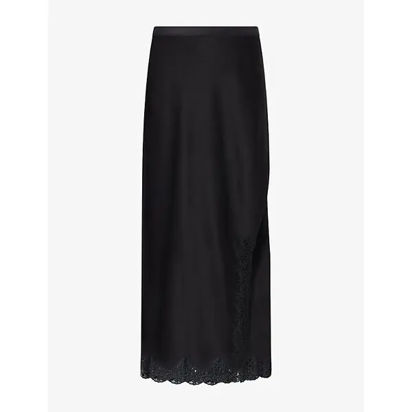 ME+EM Lace-trim Satin Maxi Skirt