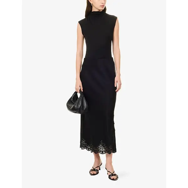 ME+EM Lace-trim Satin Maxi Skirt