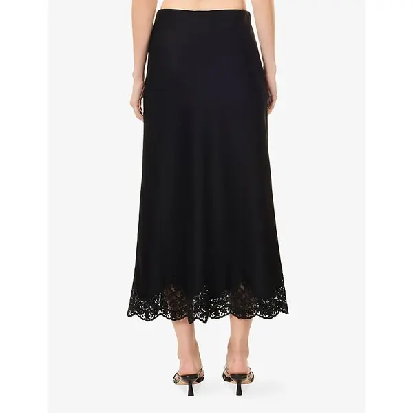 ME+EM Lace-trim Satin Maxi Skirt