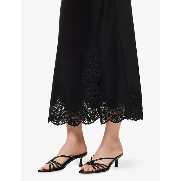 ME+EM Lace-trim Satin Maxi Skirt