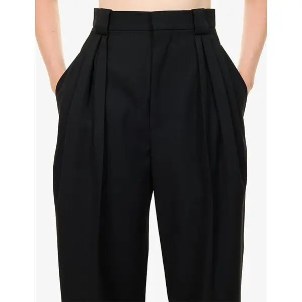 Bottega Veneta Pleated Straight-leg Wool Trousers