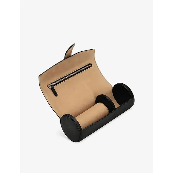 Smythson Panama Leather Watch And Jewellery Roll