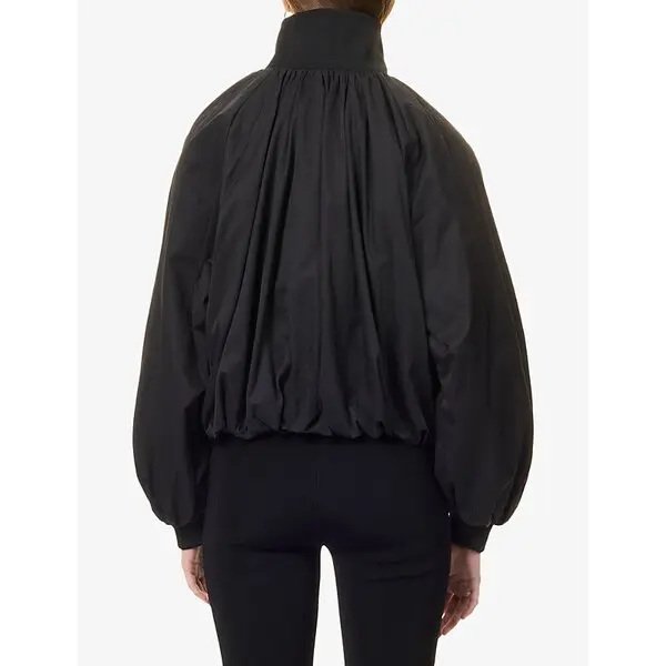 THE COUTURE CLUB Funnel-neck Ruched-hem Shell Bomber Jacket