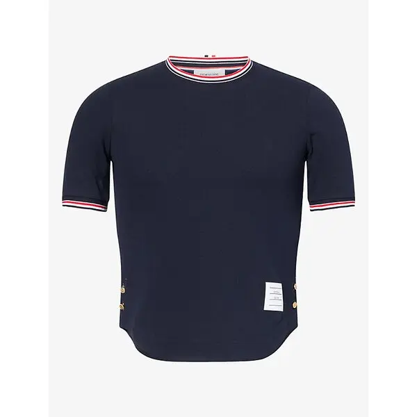 Thom Browne Cotton Piqué Top - Navy