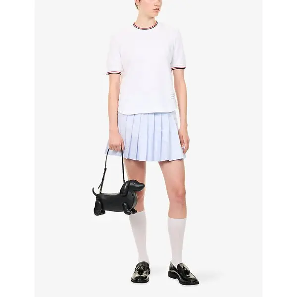 Thom Browne Contrast-stripe Trims Cotton Piqué Top