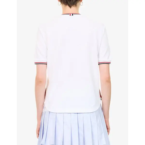 Thom Browne Contrast-stripe Trims Cotton Piqué Top