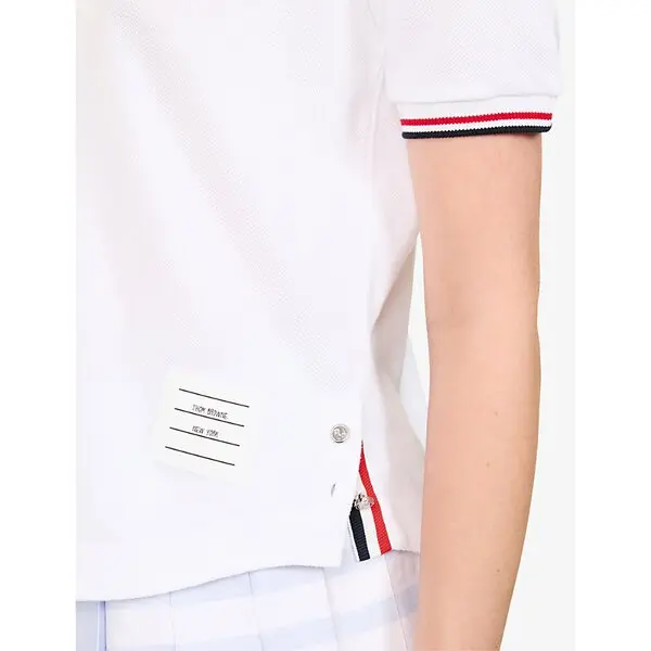 Thom Browne Contrast-stripe Trims Cotton Piqué Top