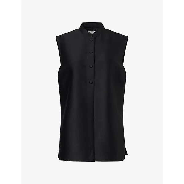 Le Kasha Wool-blend Sleeveless Stand-collar Shirt
