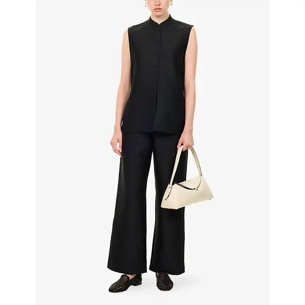 Le Kasha Wool-blend Sleeveless Stand-collar Shirt