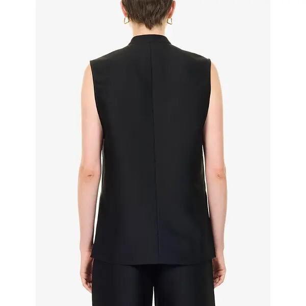 Le Kasha Wool-blend Sleeveless Stand-collar Shirt
