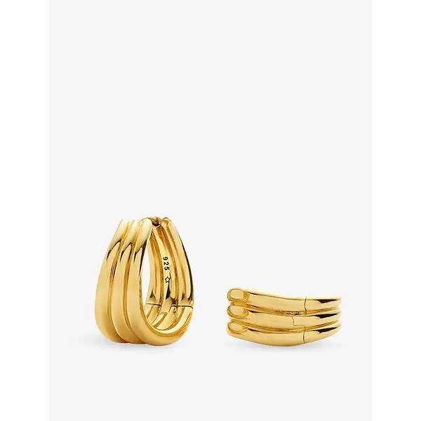 MISSOMA Savi Triple Ridge 18ct Yellow Plated Brass Hoop Earrings - Gold