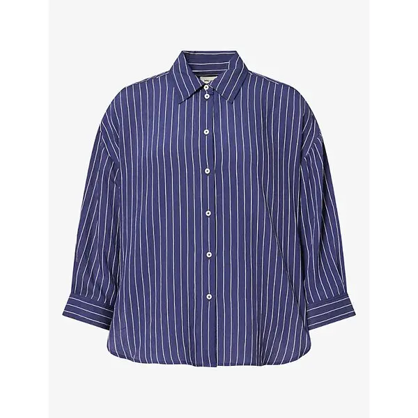 ME+EM Striped Relaxed-fit Crepe Shirt