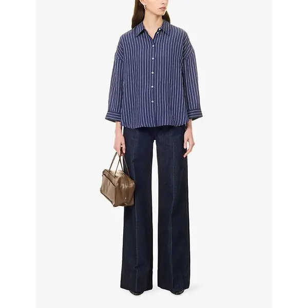 ME+EM Striped Relaxed-fit Crepe Shirt
