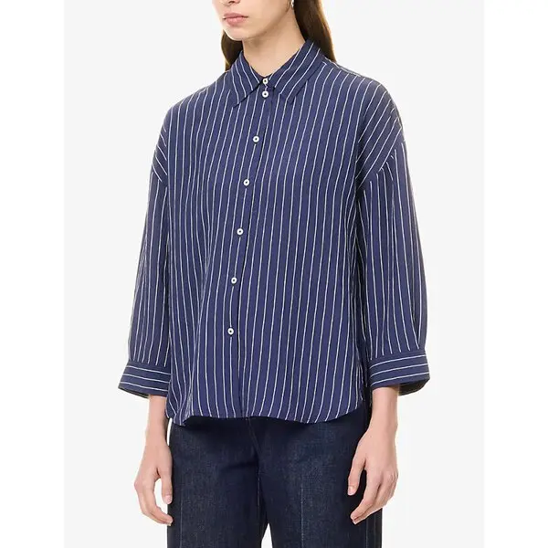 ME+EM Striped Relaxed-fit Crepe Shirt