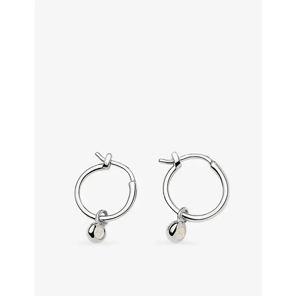 MISSOMA June Birthstone Mini Charm Plated Brass And Moonstone Hoop Earrings - Silver