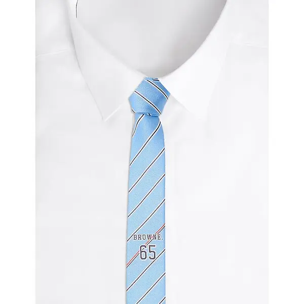 Thom Browne Jacquard Stripe Silk Tie - Light Blue
