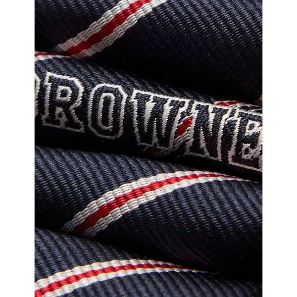 Thom Browne Jacquard Stripe Silk Tie - Navy