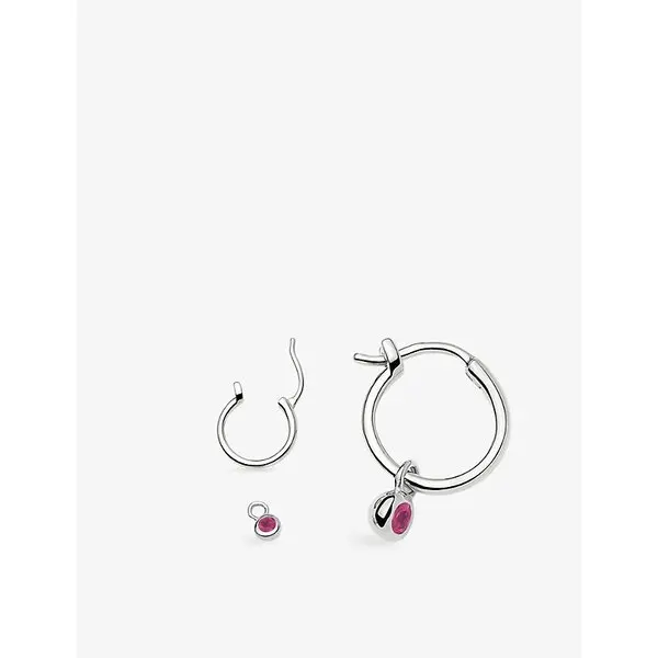 MISSOMA July Birthstone Mini Charm Plated Brass And Ruby Hoop Earrings