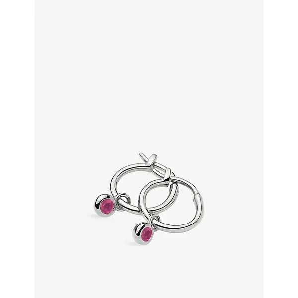 MISSOMA July Birthstone Mini Charm Plated Brass And Ruby Hoop Earrings