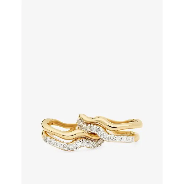 MISSOMA Molten Snow Double Mini 9ct Solid Yellow And Lab Grown Diamond Hoop Earrings