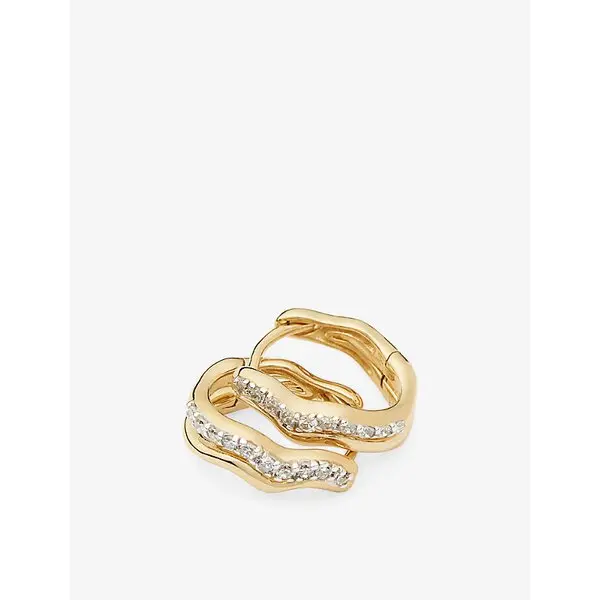 MISSOMA Molten Snow Double Mini 9ct Solid Yellow And Lab Grown Diamond Hoop Earrings