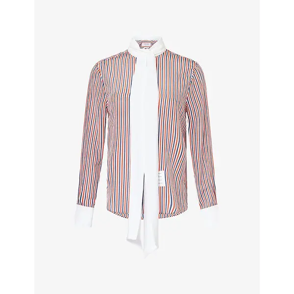 Thom Browne Neck-tie Pinstripe Silk Shirt