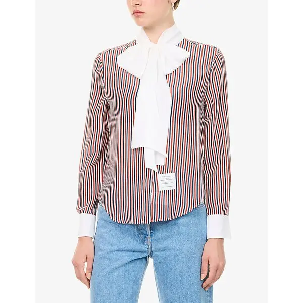 Thom Browne Neck-tie Pinstripe Silk Shirt