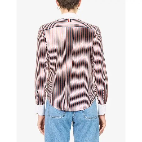 Thom Browne Neck-tie Pinstripe Silk Shirt
