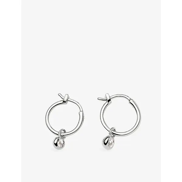 MISSOMA April Birthstone Mini Charm Plated Brass And Crystal Quartz Hoop Earrings - Silver