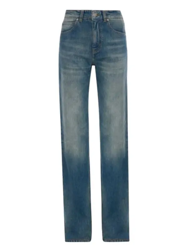 Victoria Beckham Julia Stretch Jeans In A Distressed Wash - Blue