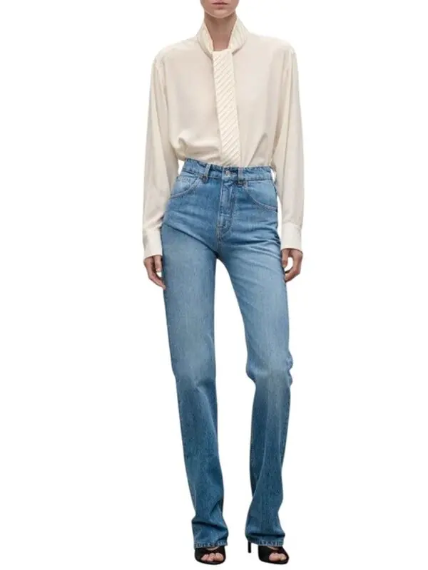 Victoria Beckham Julia Stretch Jeans In A Distressed Wash