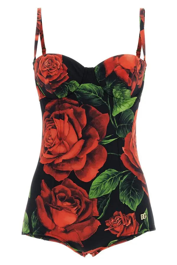 Dolce & Gabbana Rose Print Balcony One-piece Swimsuit - Multi