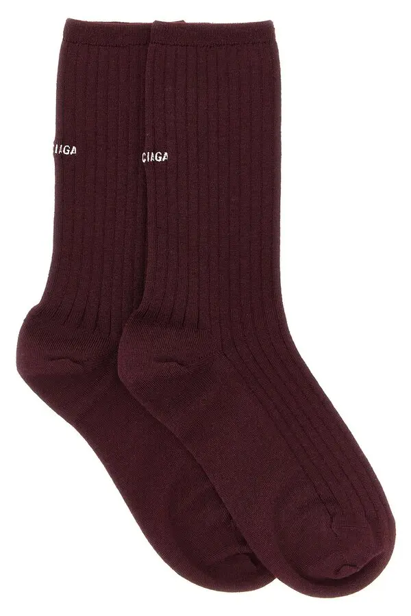 Balenciaga Logo Embroidery Ribbed Tights
